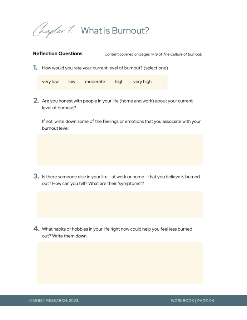The Culture of Burnout: Companion Workbook - Abbey Research
